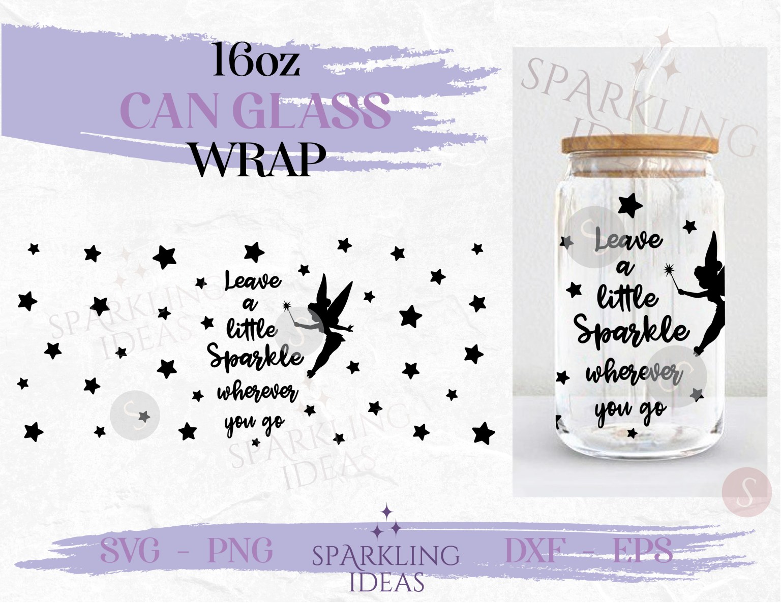 Leave a little sparkle wherever you go Can glass Svg 16oz, Disney Wrap ...