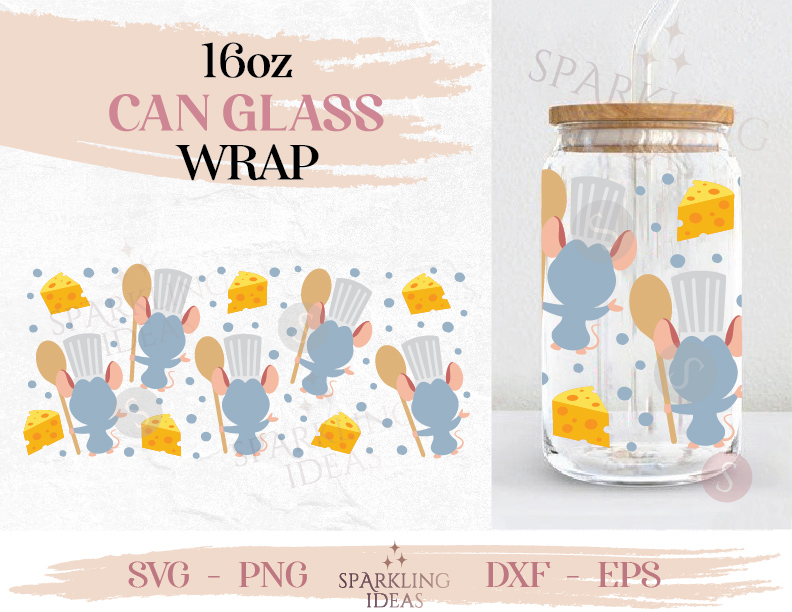 Chef Remy Can glass SVG 16oz, Ratatouille Glass Svg, Food and Wine ...