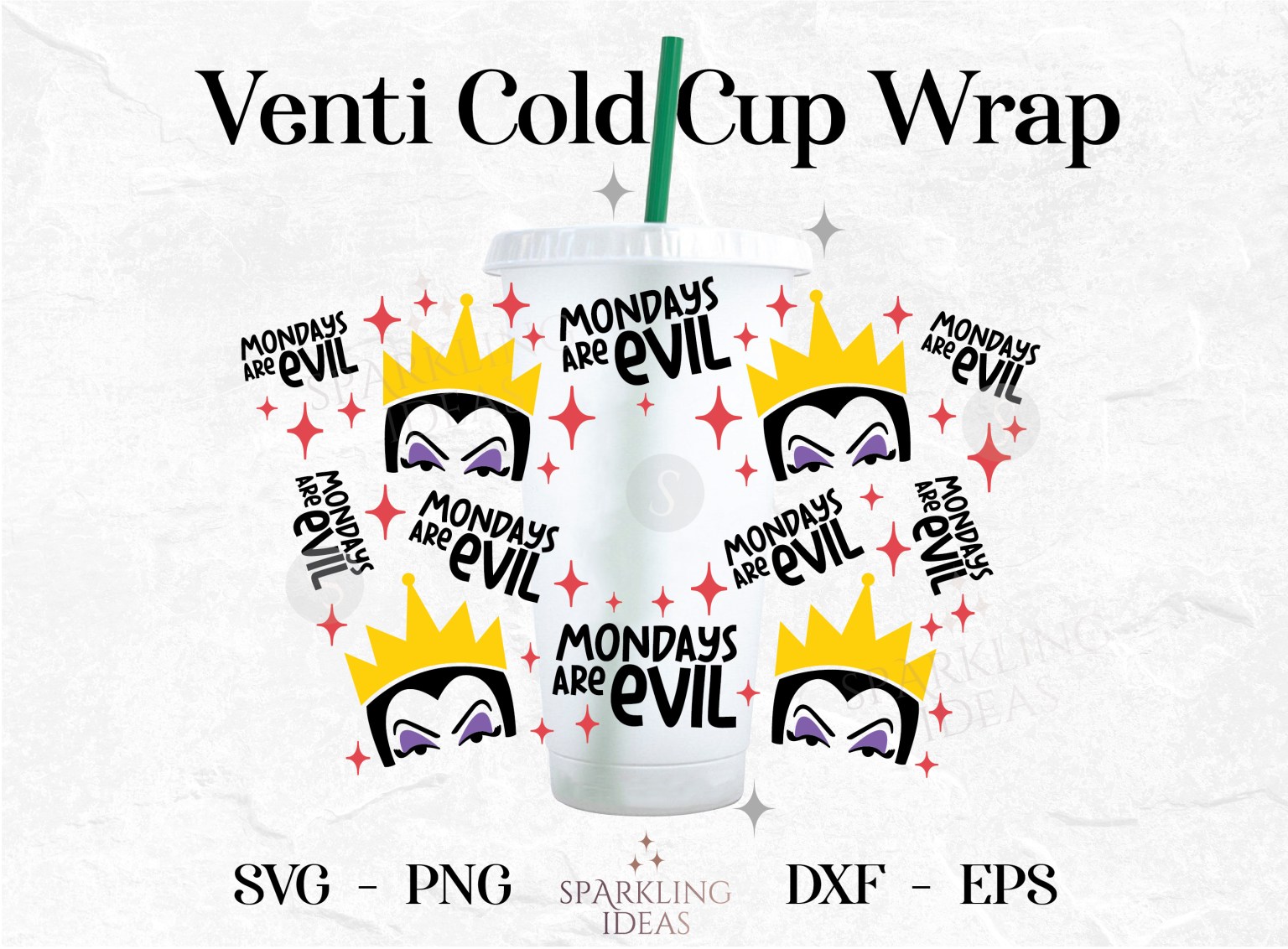 Mondays are Evil SVG Wrap for Cold Cup, Evil Queen Cold Cup Svg ...