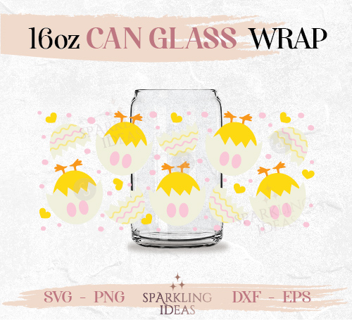 Chick Easter Egg Can Glass SVG, Mouse Easter egg chick Cut Files ...