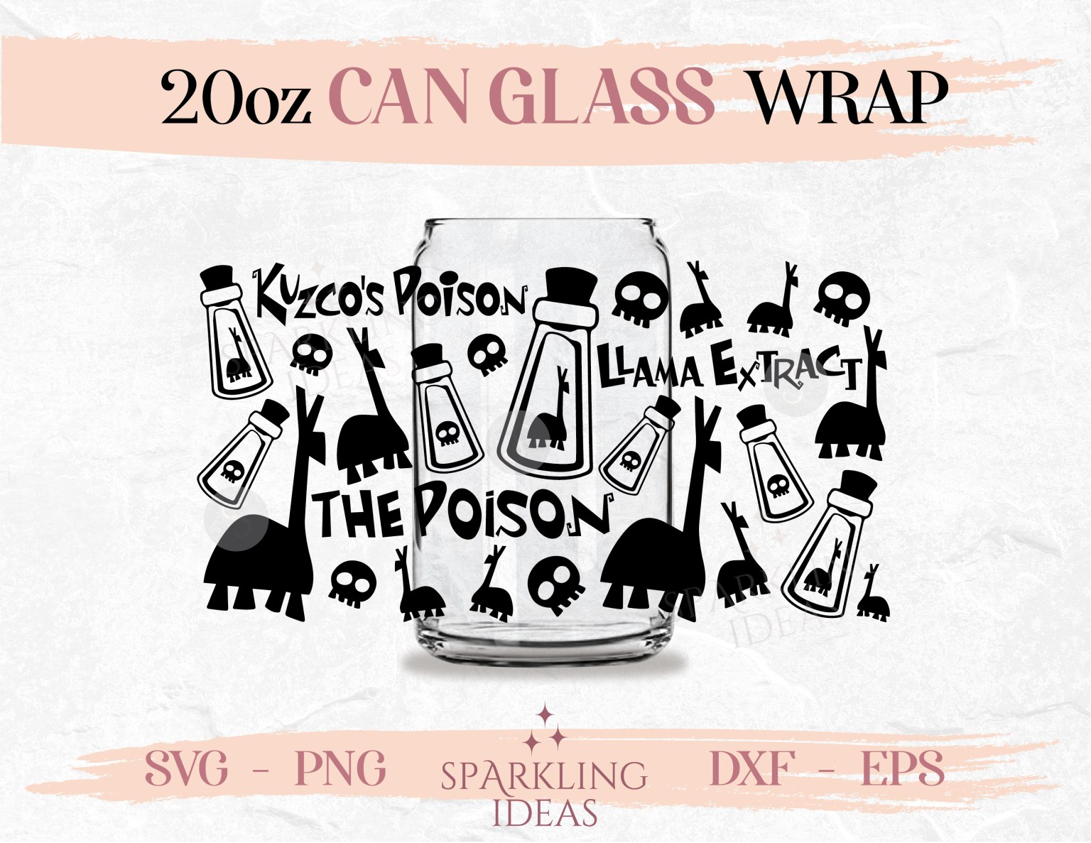 Kuzco’s Poison Can glass wrap SVG 20oz, Llama Extract Glass Can Svg ...