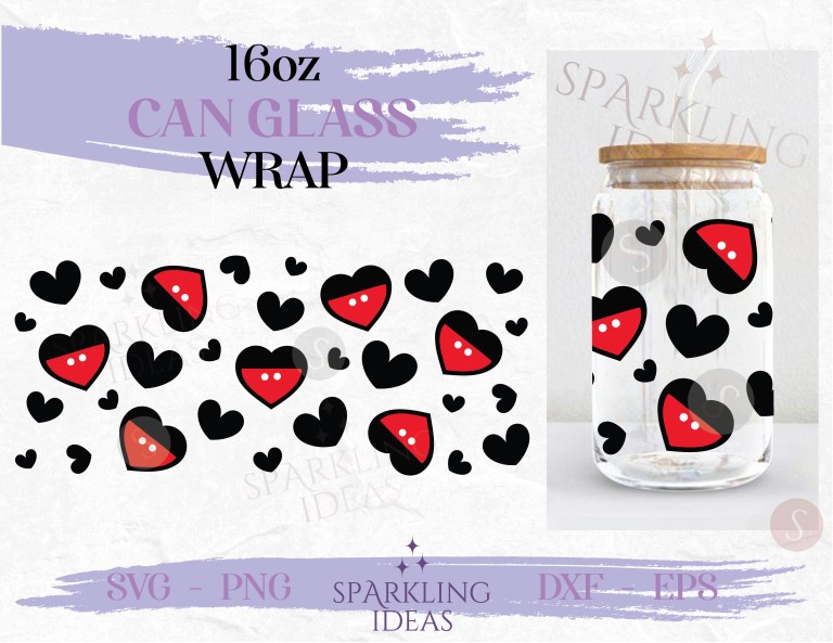 Mickey Hearts Libbey 16oz SVG, Mickey Mouse Wrap Svg, Mouse Head Ears ...