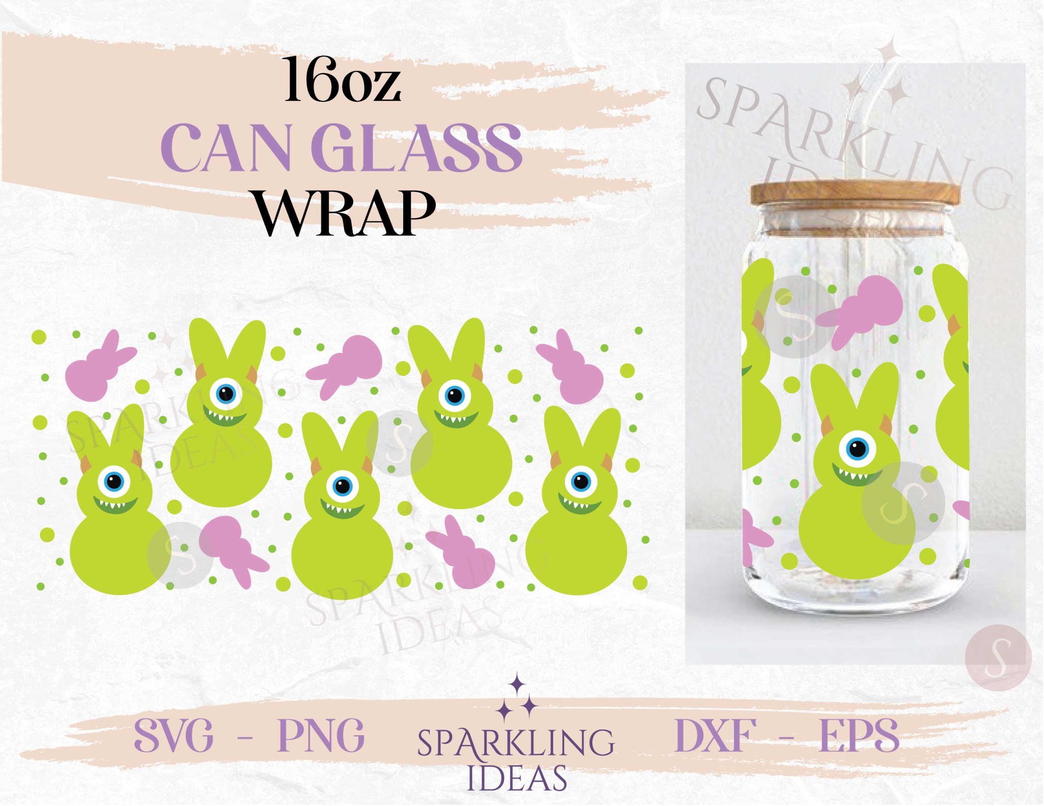 Mike Mazowski Easter Peep Can Glass SVG, Easter Bunny Cut File Svg ...