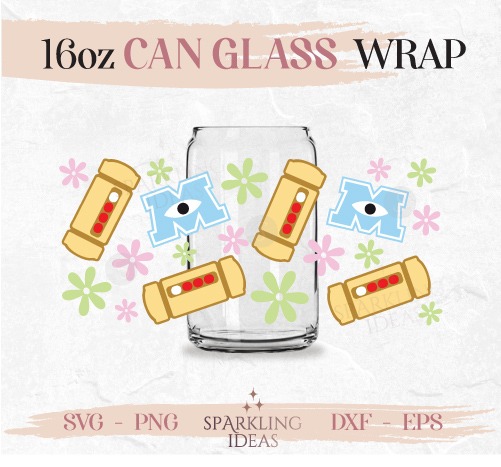 Monsters University Can Glass SVG 16oz, Monsters, Inc Wrap Svg, Scream ...
