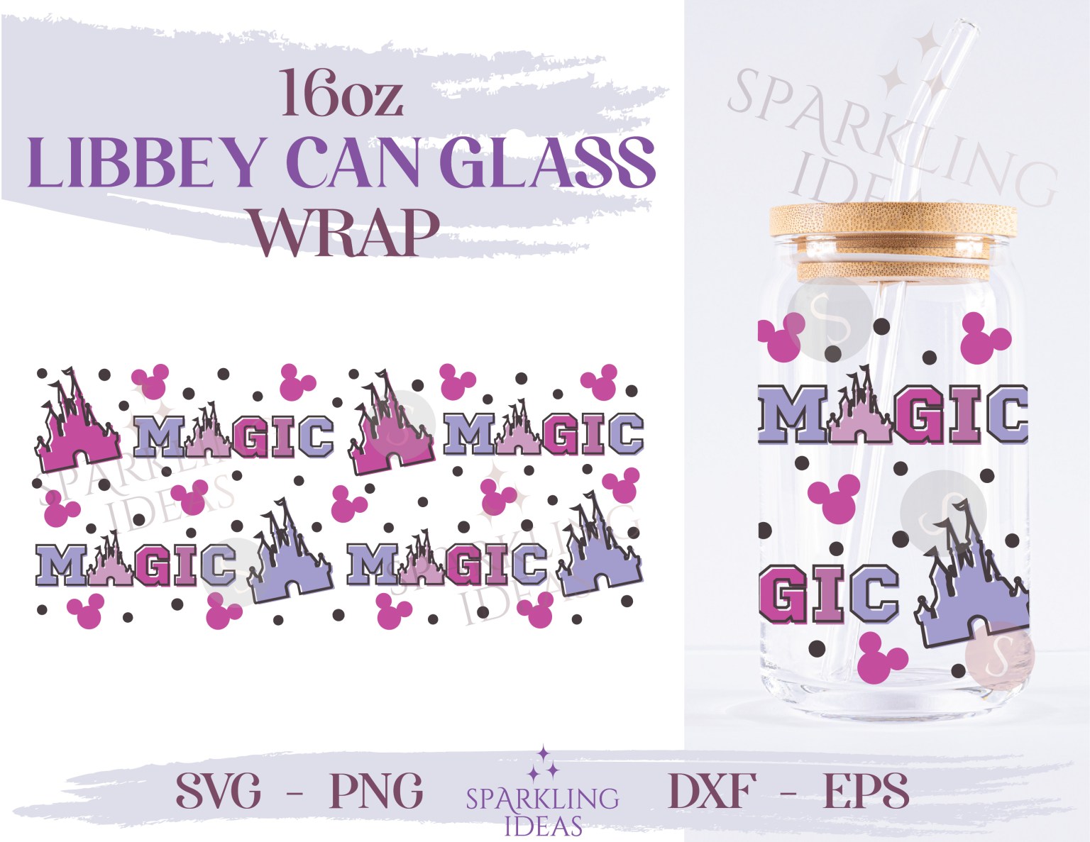 Magic Can glass wrap SVG 16oz, Magical Castle Libbey Glass Svg, Mickey ...